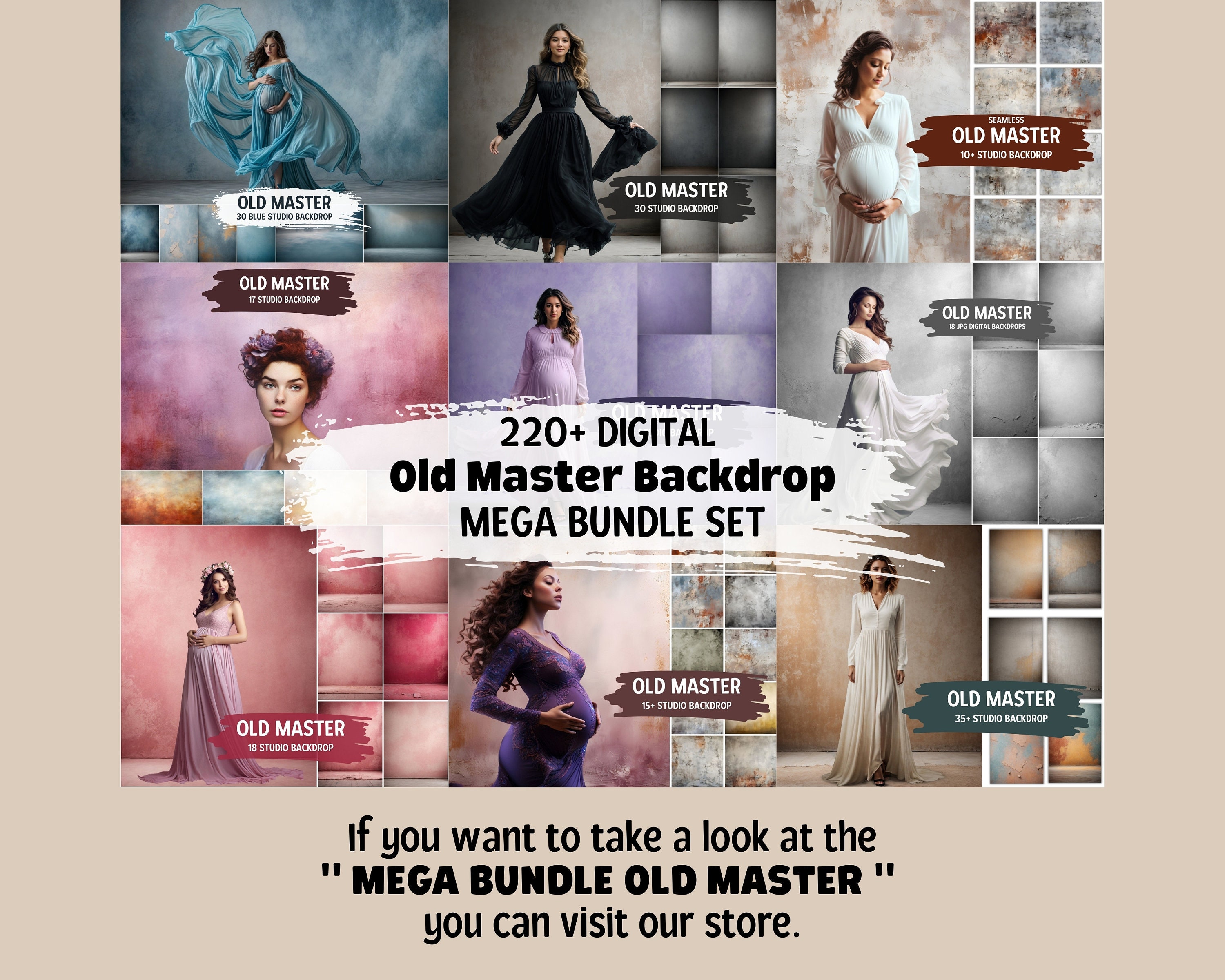 30 Old Master Backgrounds, Vertical and Horizontal Portrait Backgrounds ...