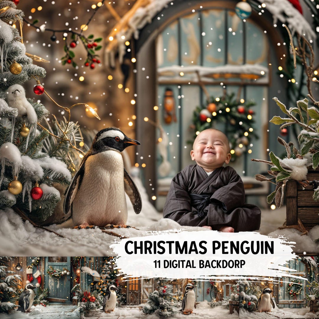 Penguin Christmas Backdrops With Fine Art Textures | Newborn and ...