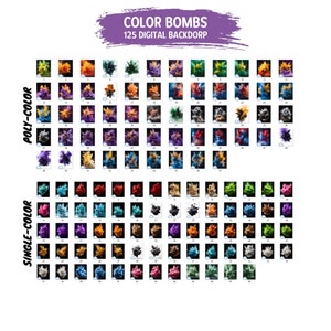 125 Color Bombs Digital Backdrops School Color Explosion Photography ...