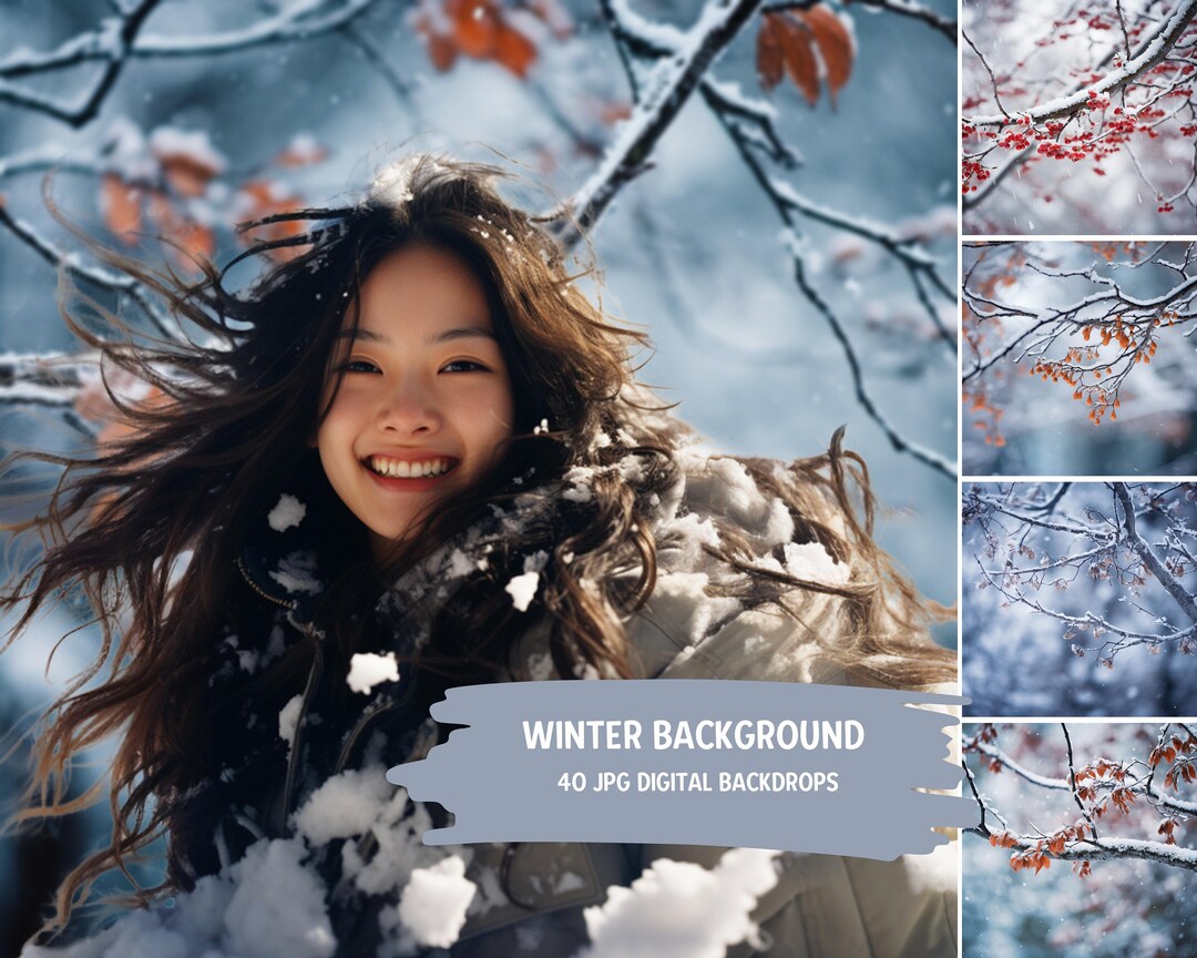 Winter Nature Portrait Backdrops for Photoshop Photo Editing - Etsy