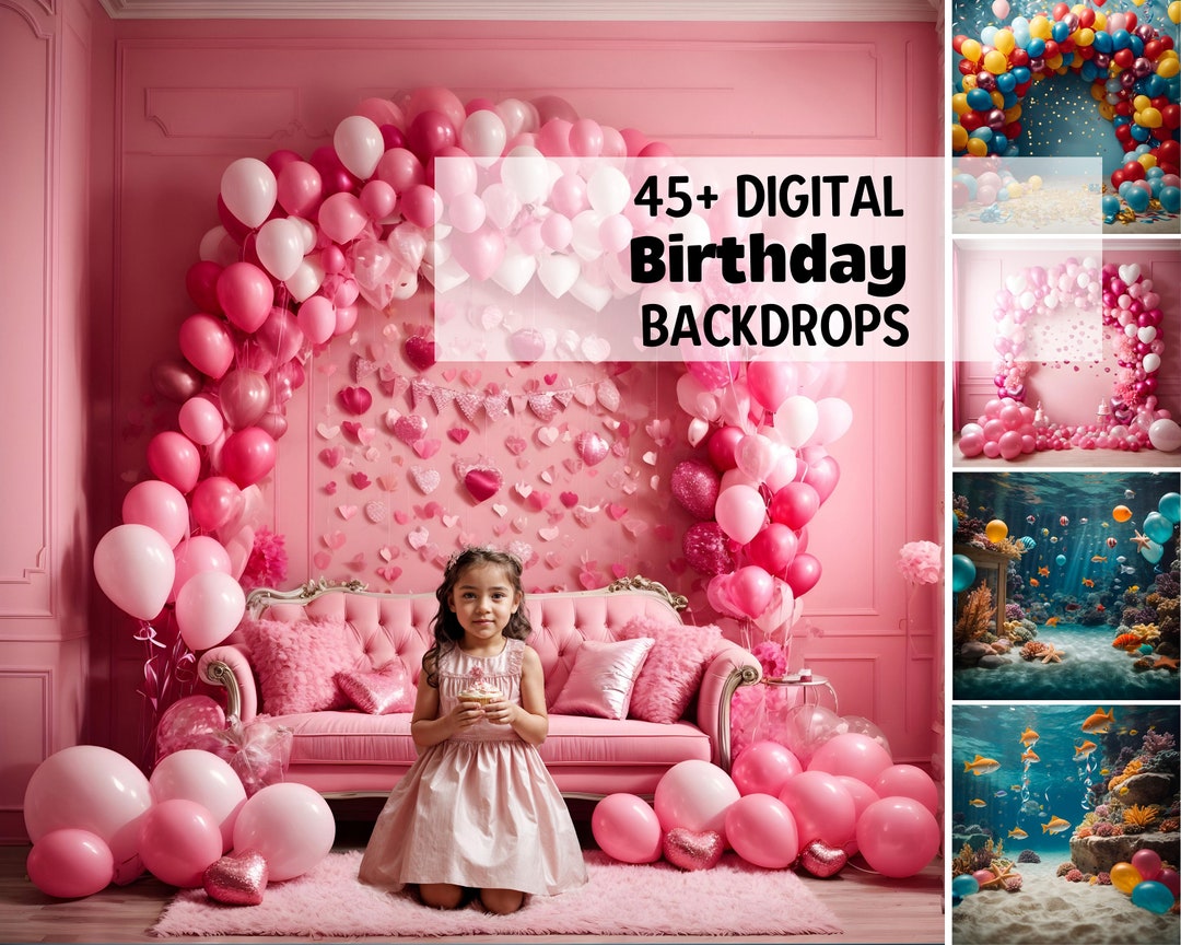 Bundle Digital Backdrop, Balloon Room Wall Digital Backdrop, Arch ...