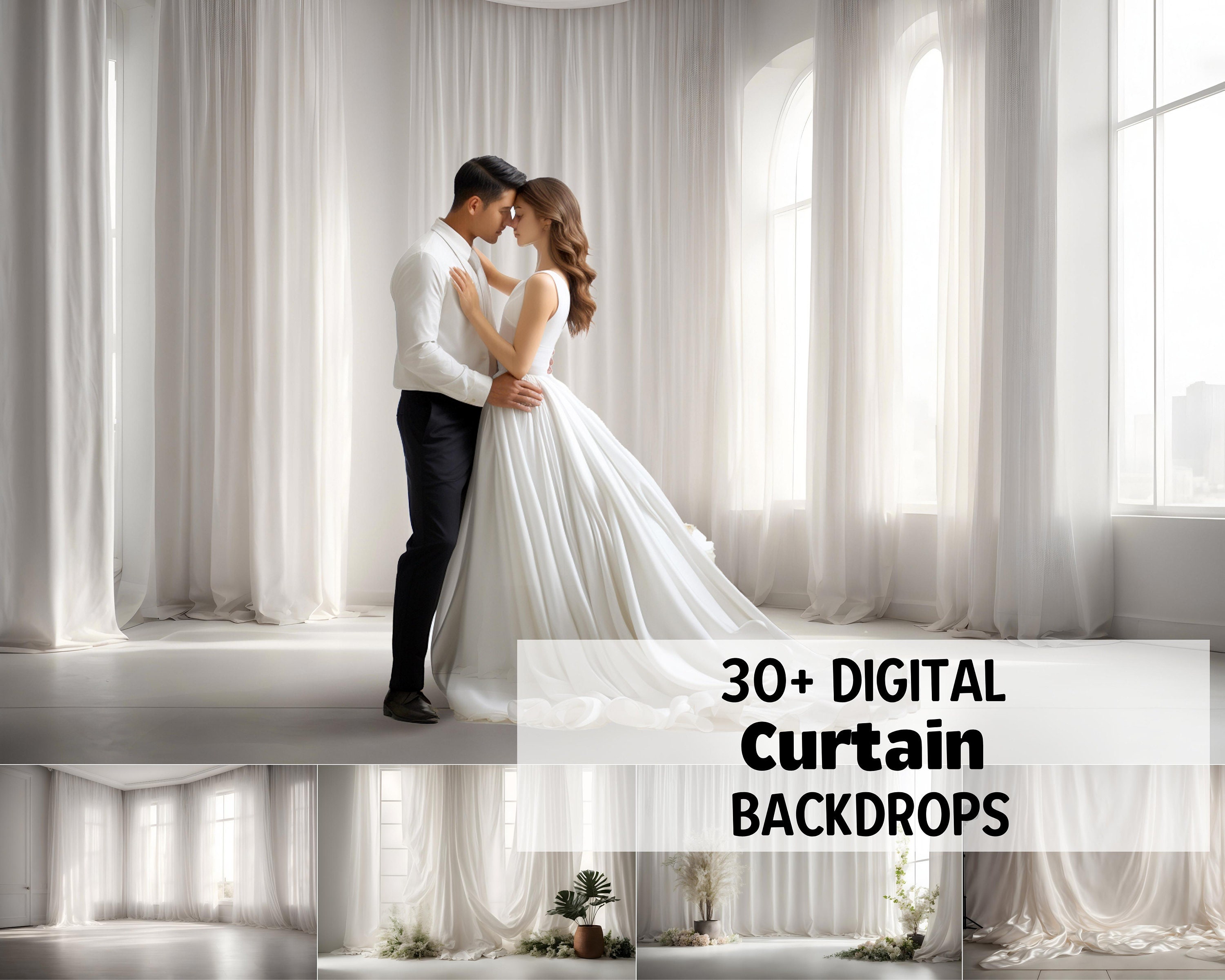 30 Digital Curtain Backdrop Breathtaking White Dreamy Sheer - Etsy