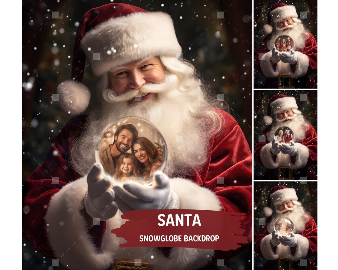 Santa Claus Christmas Snow Globe Photo Insert Digital Backdrop for ...