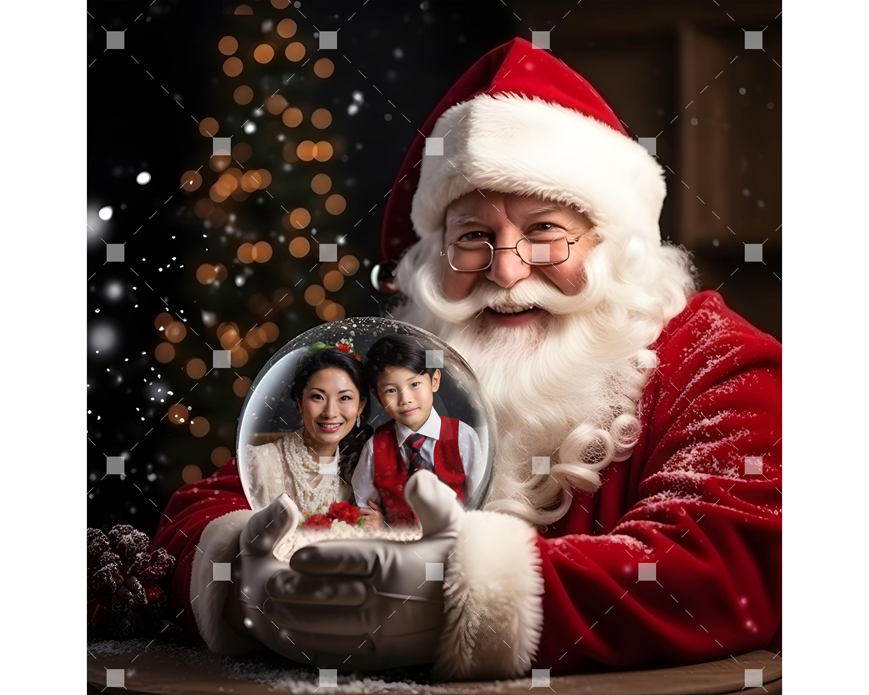 Santa Claus Christmas Snow Globe Photo Insert Digital Backdrop for ...