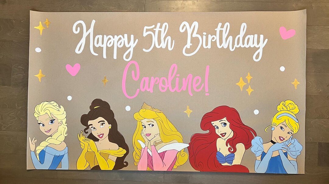 Hand-painted Princess Birthday Banner: Custom Party Decoration - Etsy