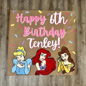 Hand-painted Princess Birthday Banner: Custom Party Decoration - Etsy