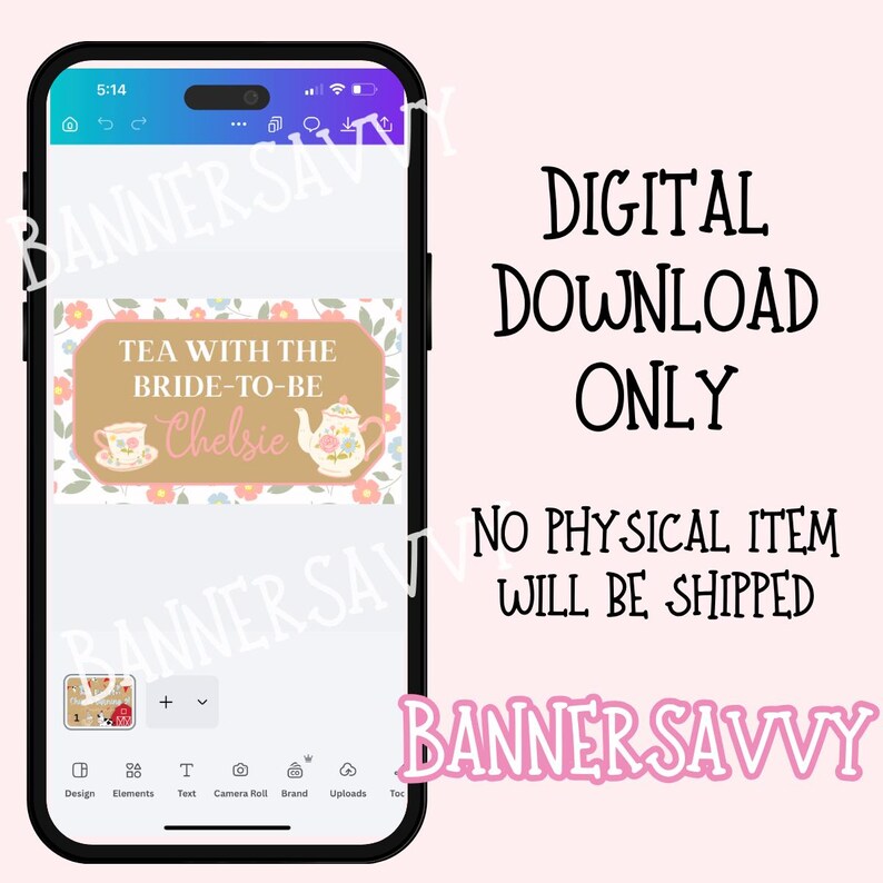 Tea With the Bride to Be Banner TEMPLATE 3 | Digital Download | Mockup ...