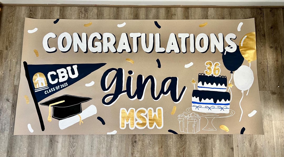 Hand Painted Graduation Banner: Custom Celebration Backdrop - Etsy