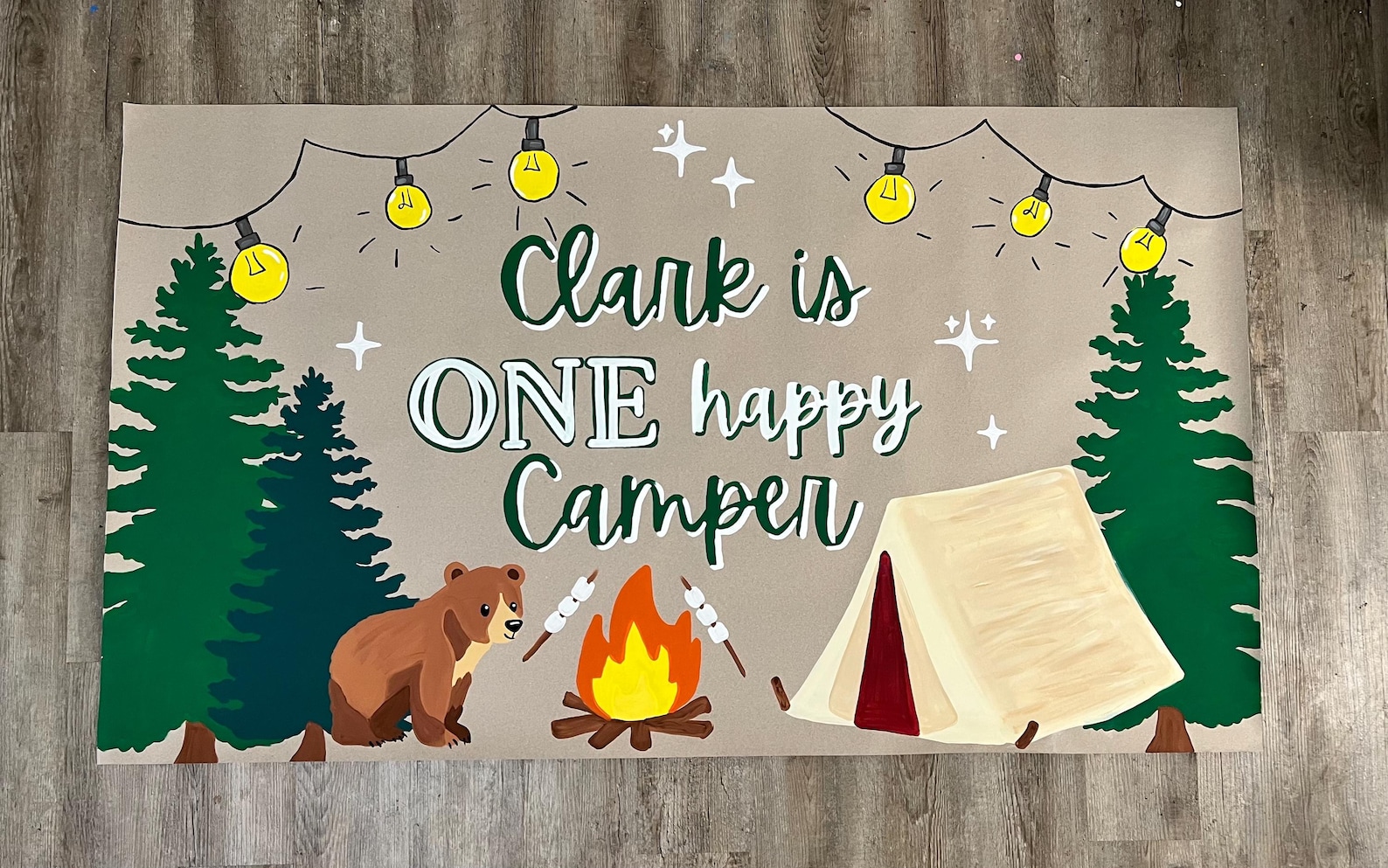 Hand-painted "one Happy Camper" Banner: Camping Birthday Party Decor - Etsy