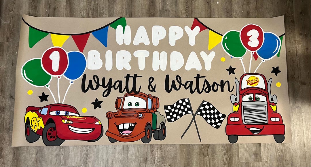Hand-painted Cars Birthday Banner: Custom Party Decoration - Etsy