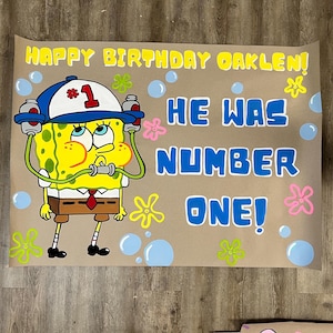 Spongebob Painted Birthday Banner - Etsy