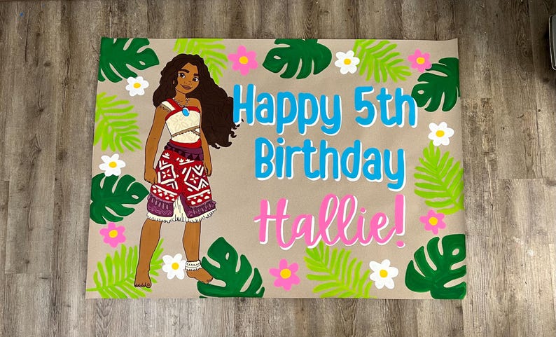 Moana Painted Banner: Birthday, Anniversary, Graduation, Baby Shower ...