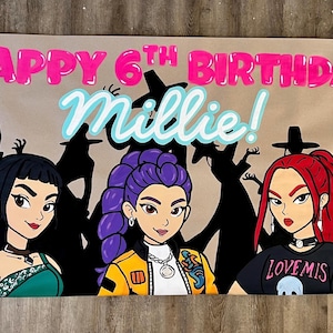 Hand Painted Kpop Demon Hunter Inspired Banner: Personalized Birthday ...