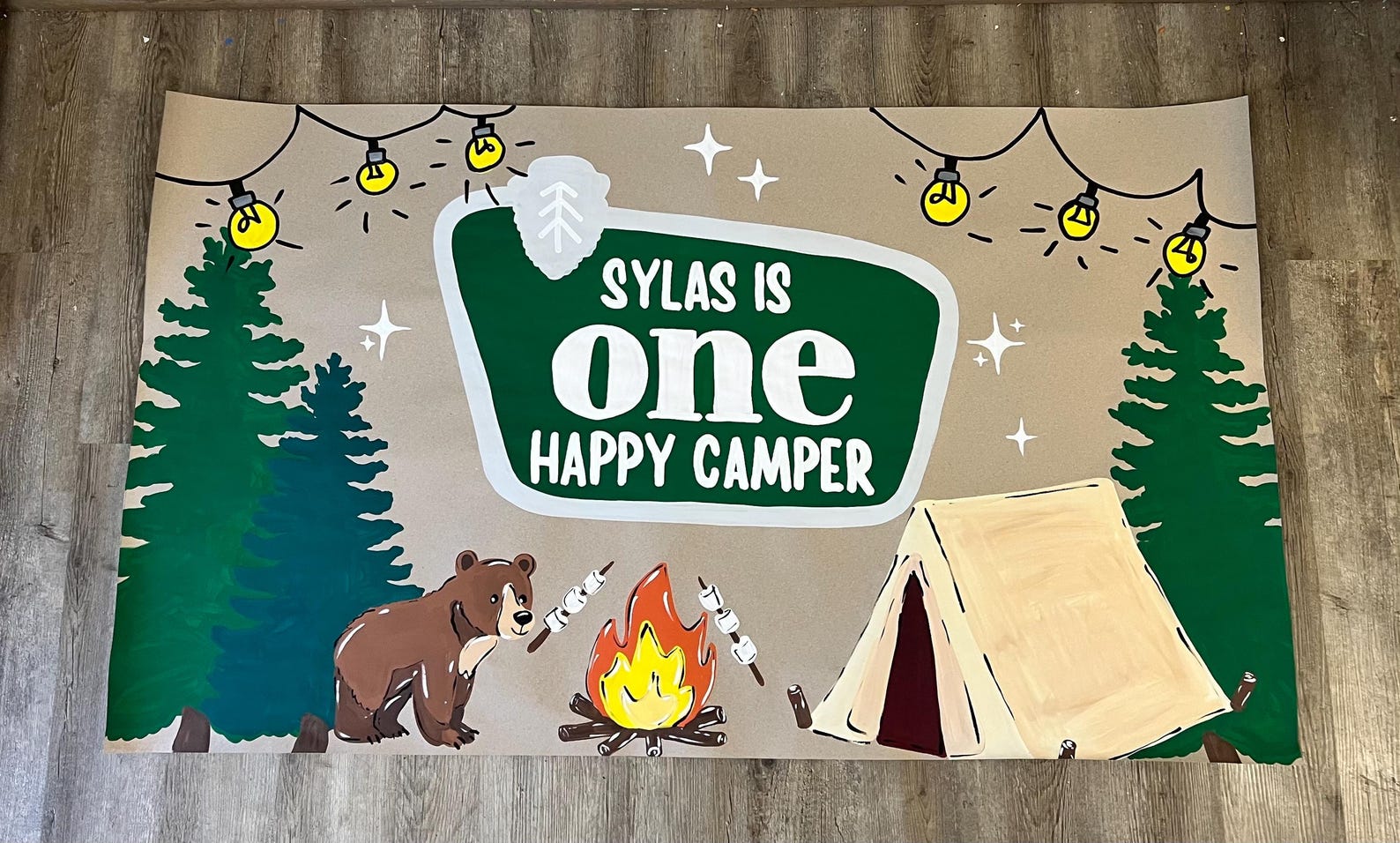 Hand-painted "one Happy Camper" Banner: Camping Birthday Party Decor - Etsy