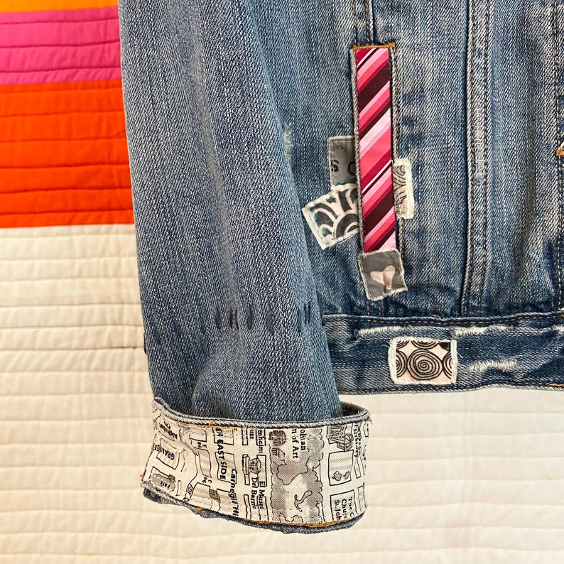 New York Patchwork | Embellished Denim Jacket - Etsy