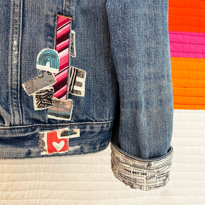 New York Patchwork | Embellished Denim Jacket - Etsy