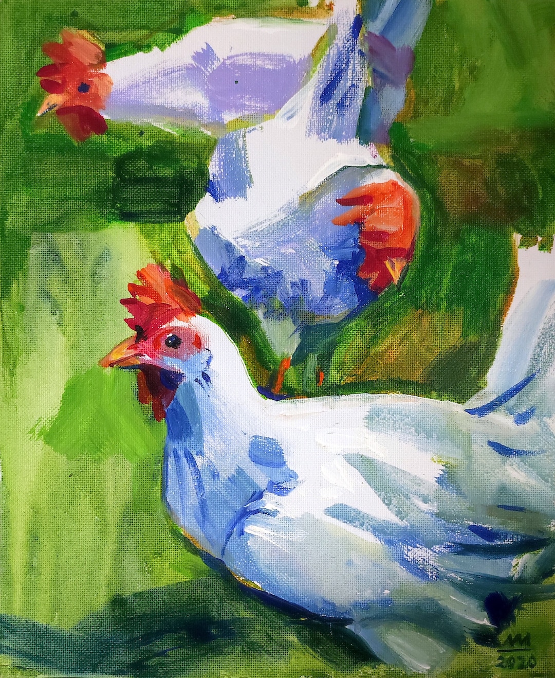 Chicken Painting Bird Original Oil Painting. Cottagecore Farm Art ...