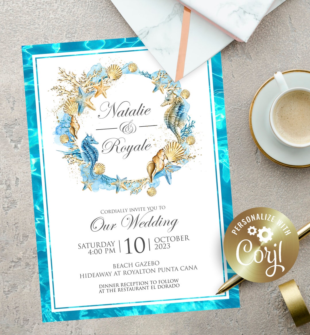 Beach Wedding Invitation Beach Wedding Ceremony Invitation Beach ...