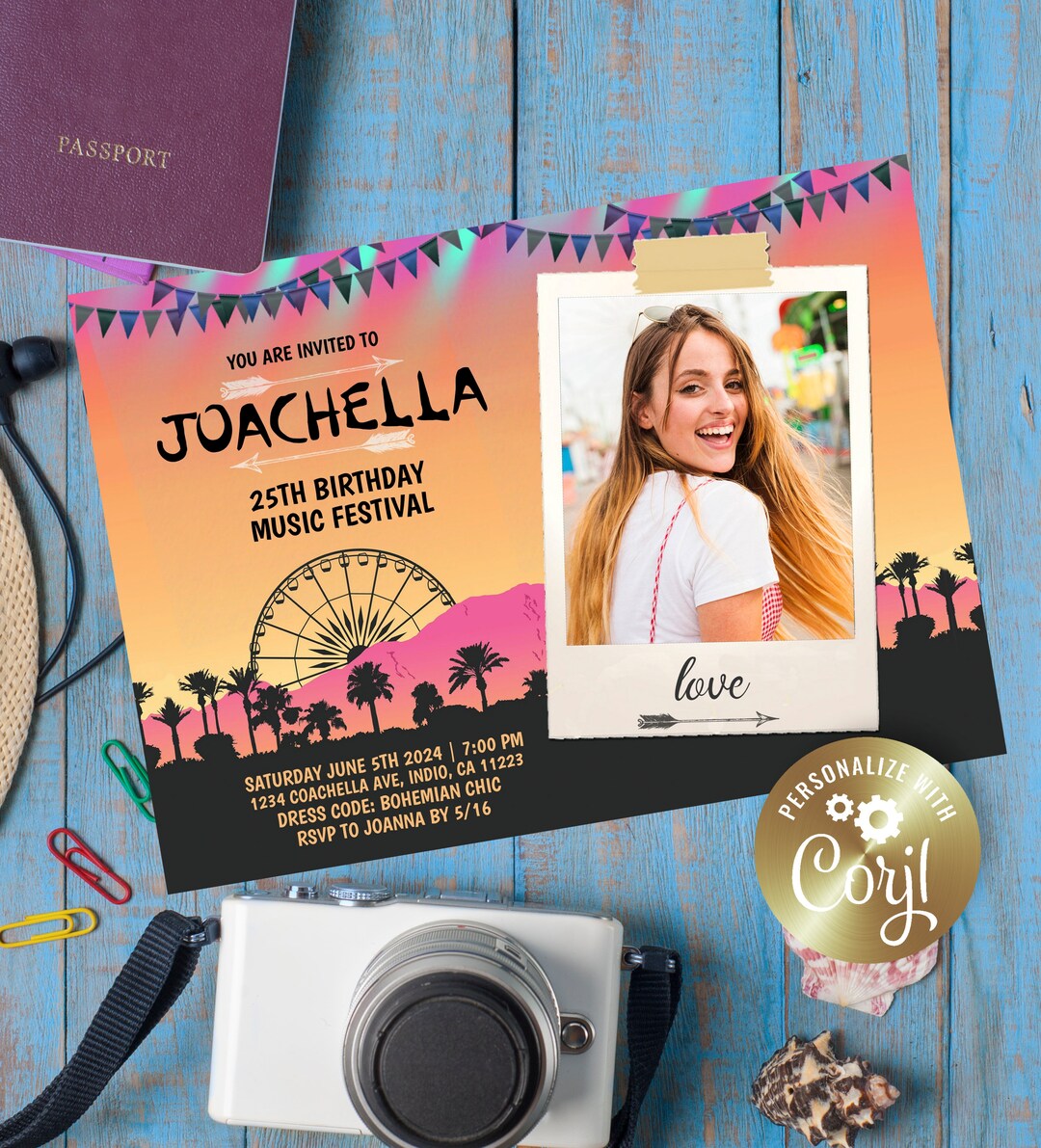 Music Festival Birthday Party Invitation ADD YOUR PHOTO Music - Etsy