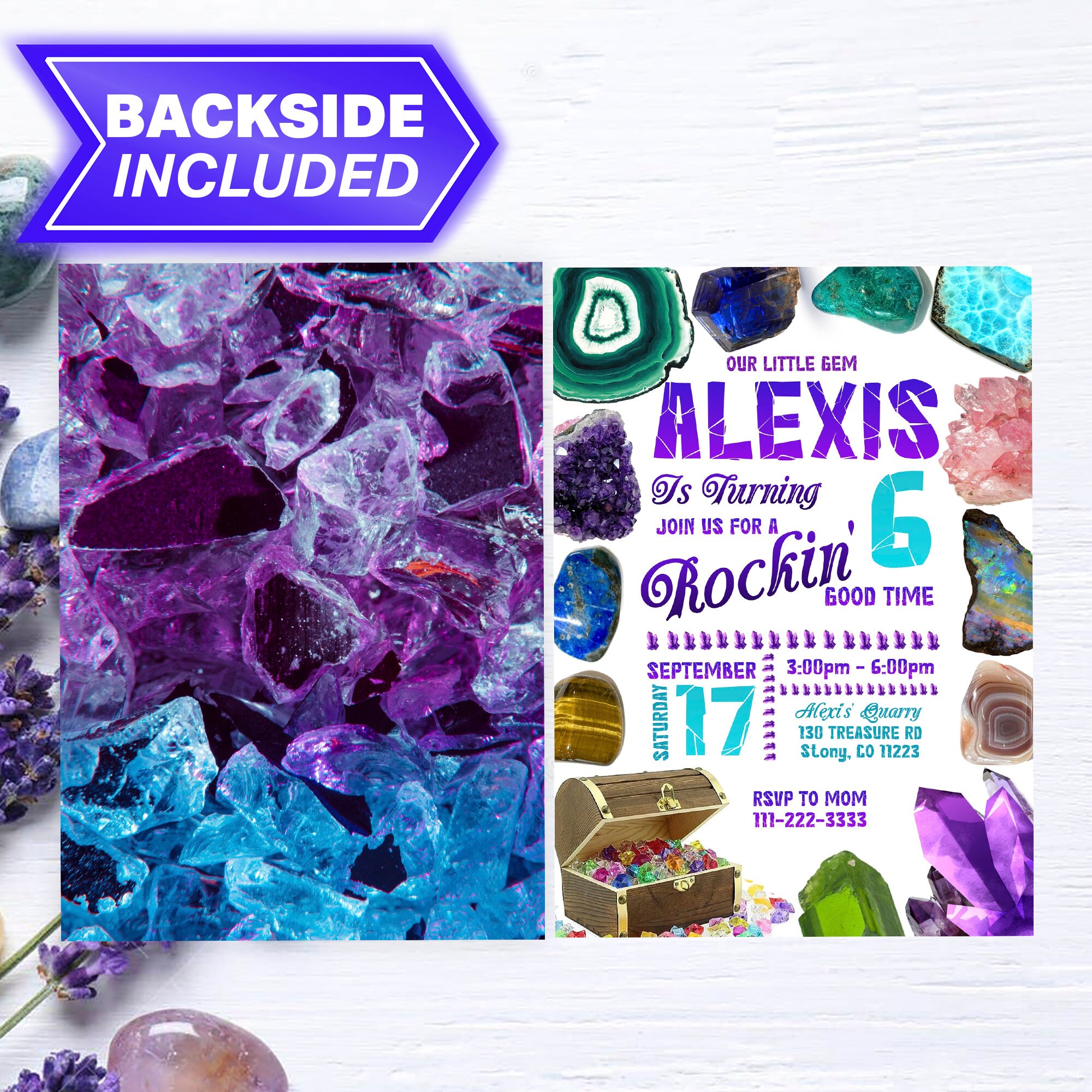 Gemstone Birthday Invitation Gemstone Party Invite Rock Party Gem ...