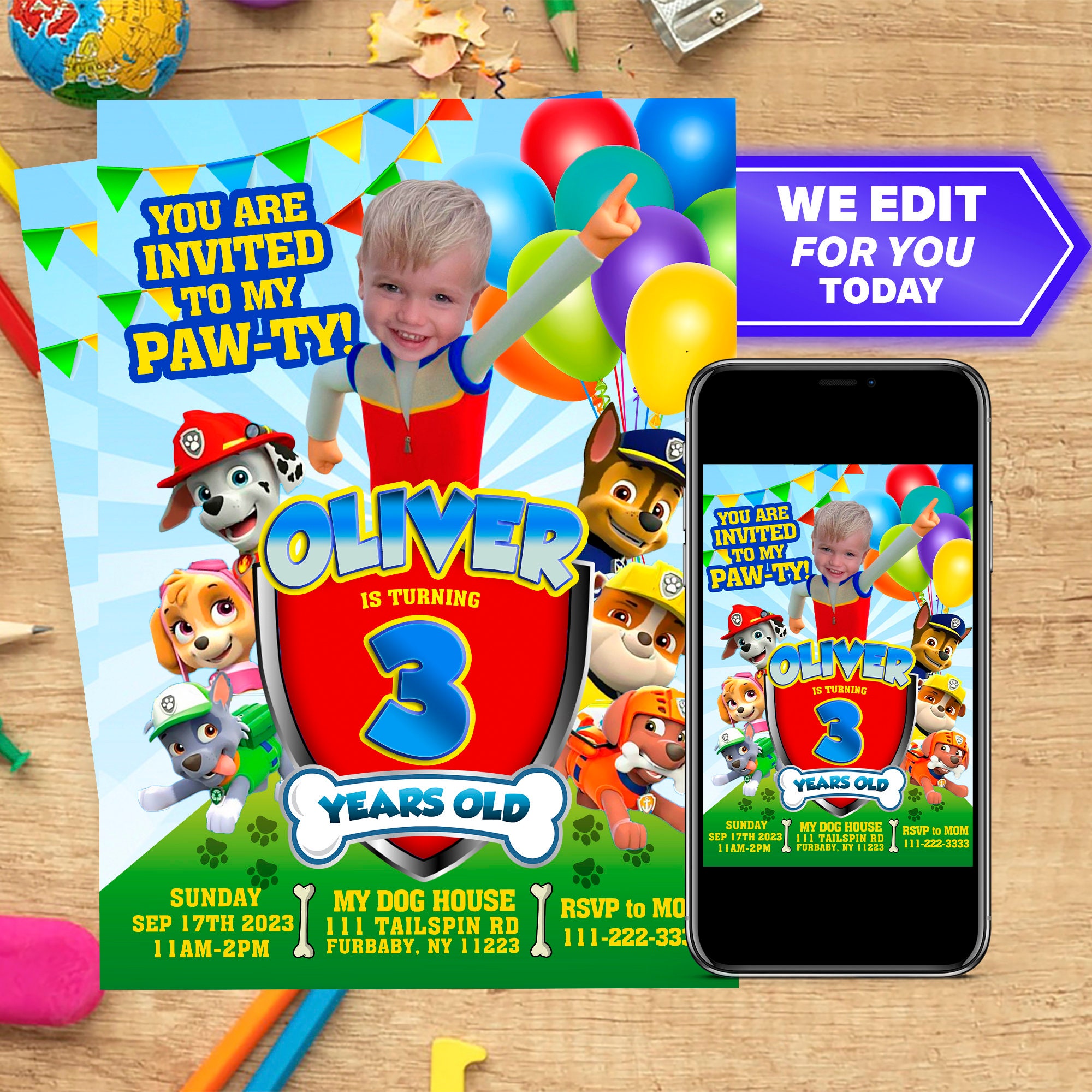 Paw Patrol Party Invitations