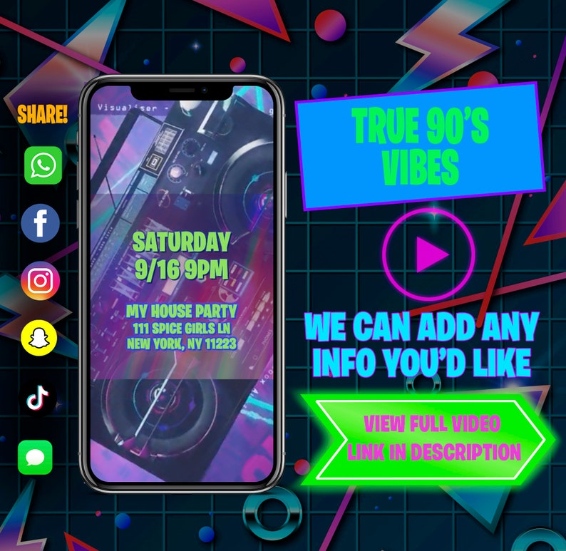 90s Party Invitation Animated Video Invite Back to the 90's for ...