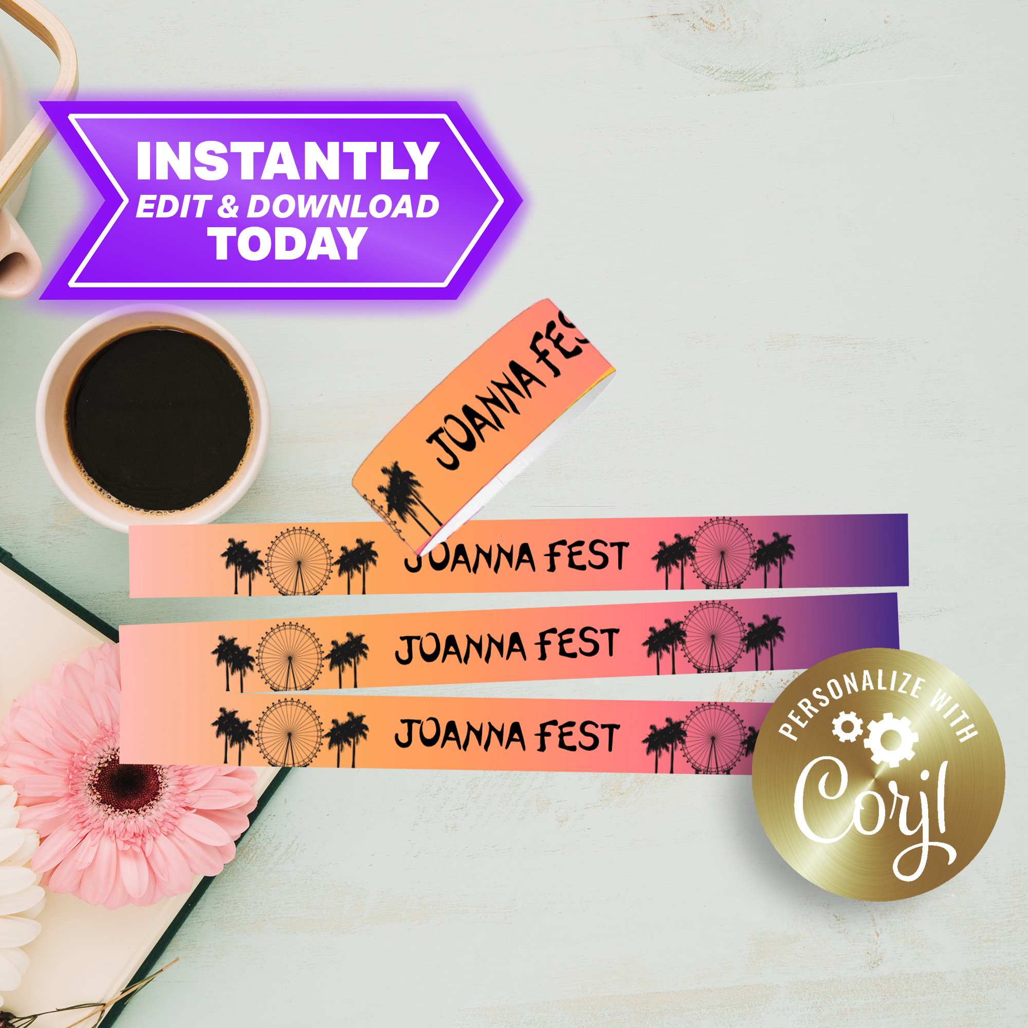 Hen Fest WRISTBAND Template for Birthday Girl Music Festival Desert ...