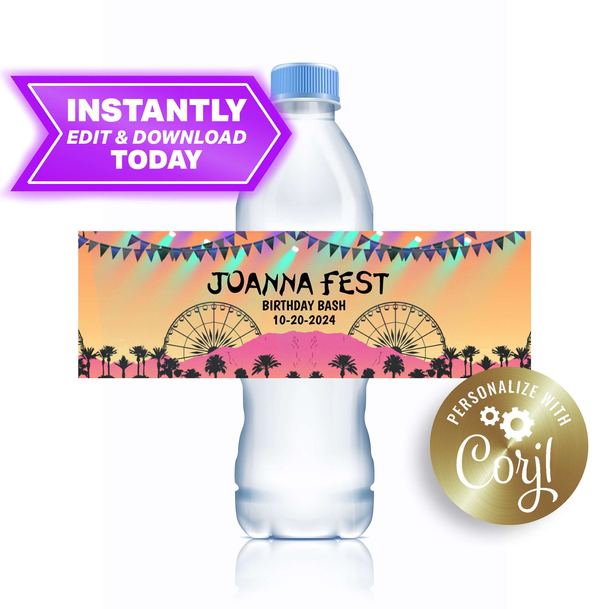 Hen Fest WATER BOTTLE LABEL Template for Birthday Bachelorette Music ...