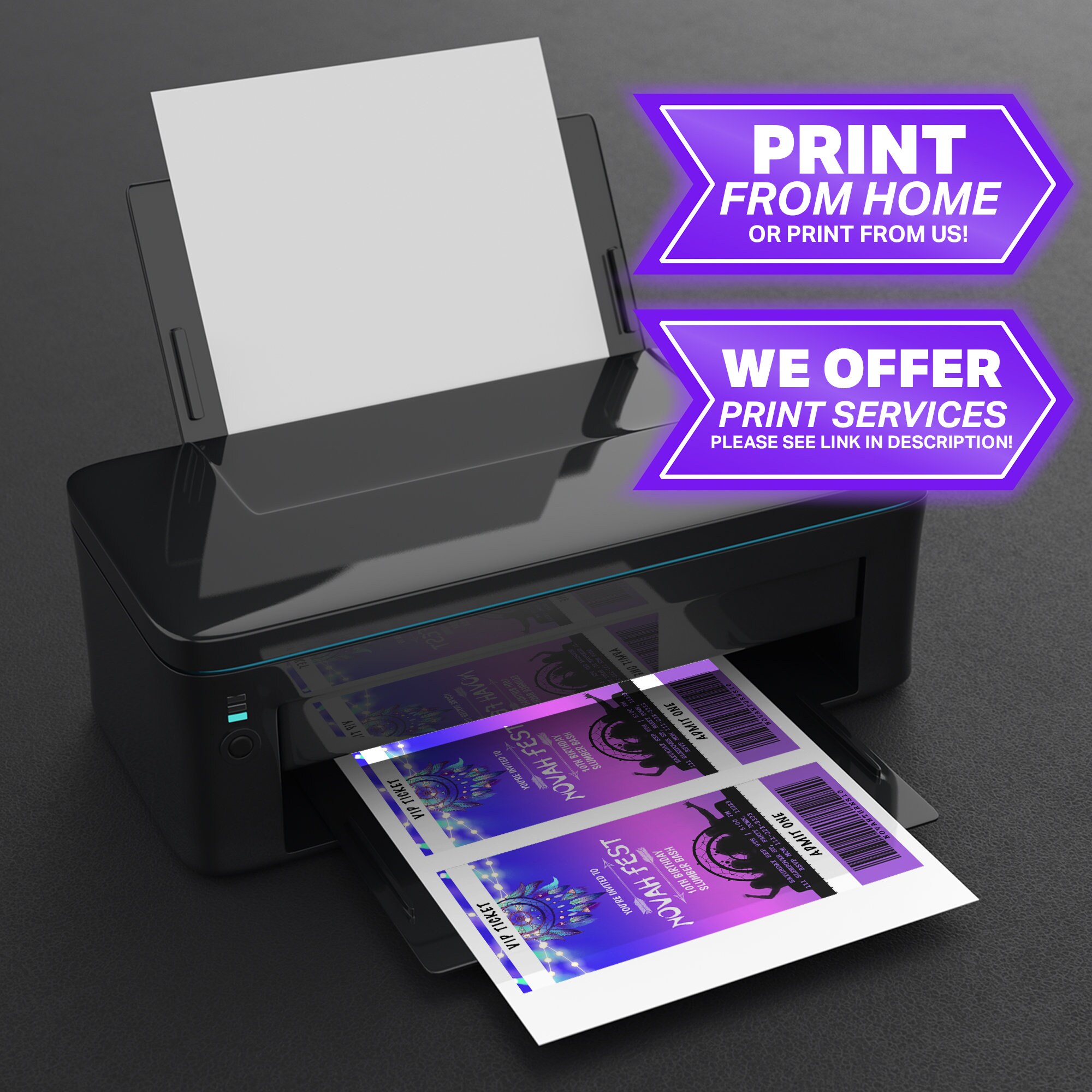 Music Festival Birthday Girl VIP TICKET Invitation Party Concert ...