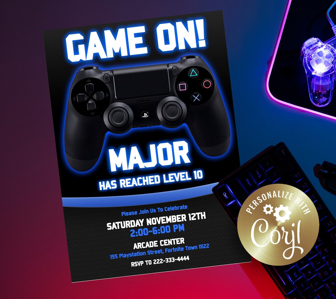 Gamer Invitation Video Game Invitation Template Playstation Party Gamer ...