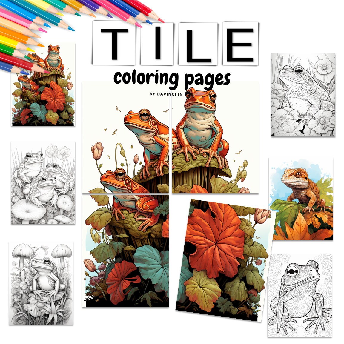 60 Frogs, Toads, Salamanders, Newts in the World of Amphibians Coloring ...