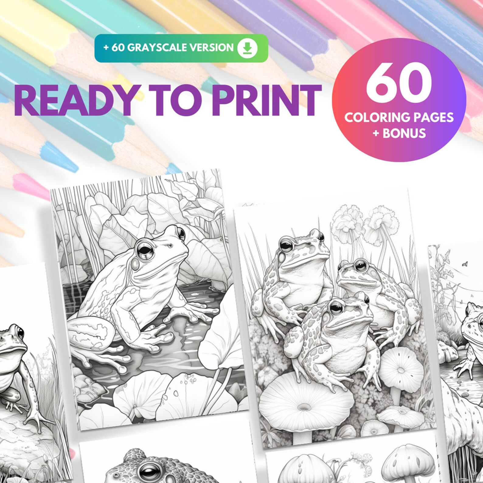 60 Frogs, Toads, Salamanders, Newts in the World of Amphibians Coloring ...