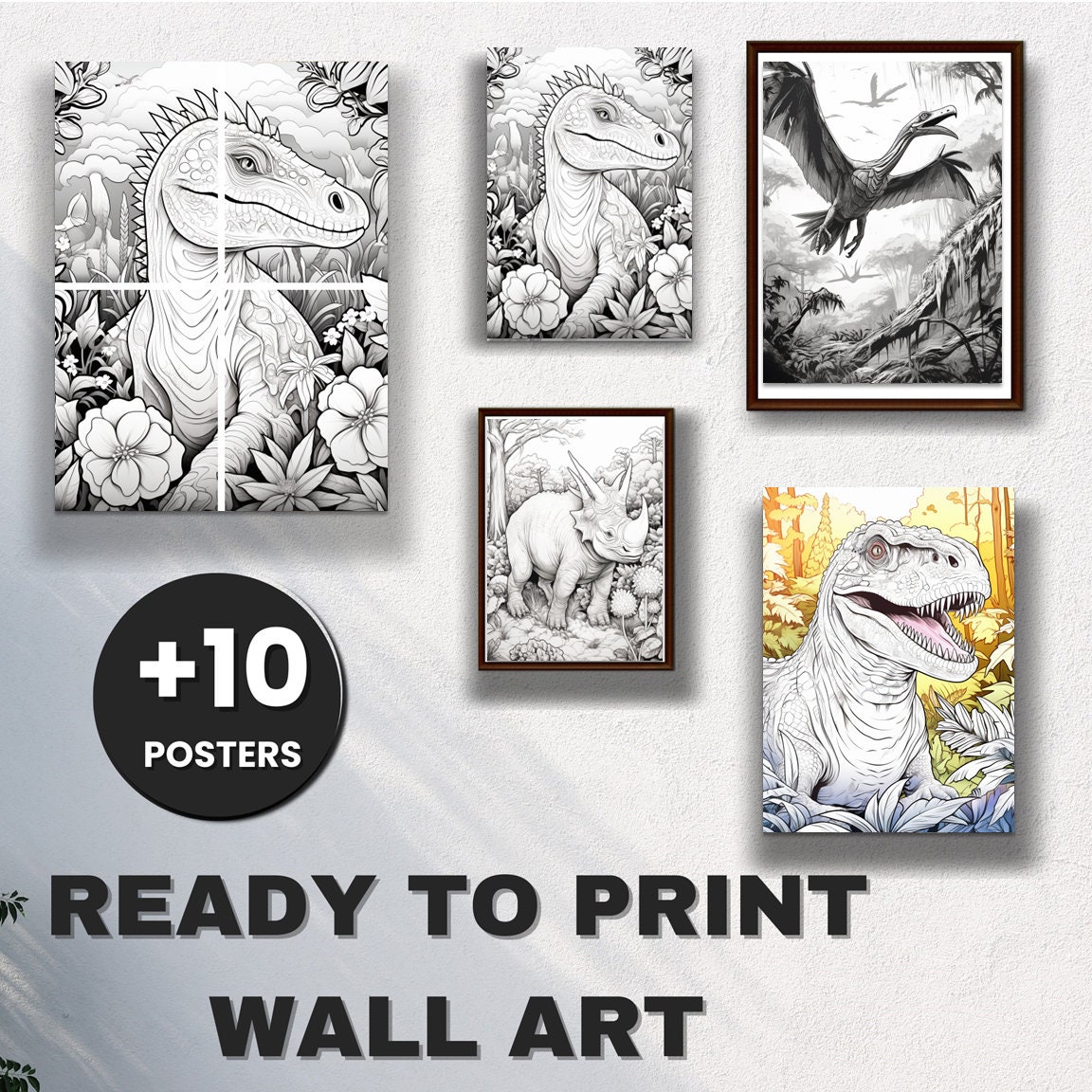 60 Dinosaurs Coloring Pages PLUS 10 Tile Style Posters / - Etsy
