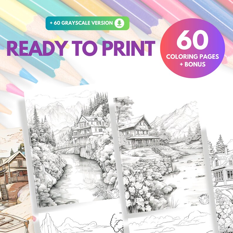 Tile Coloring Pages Plus 60 HD Images Mountain River Amazing Scenery ...