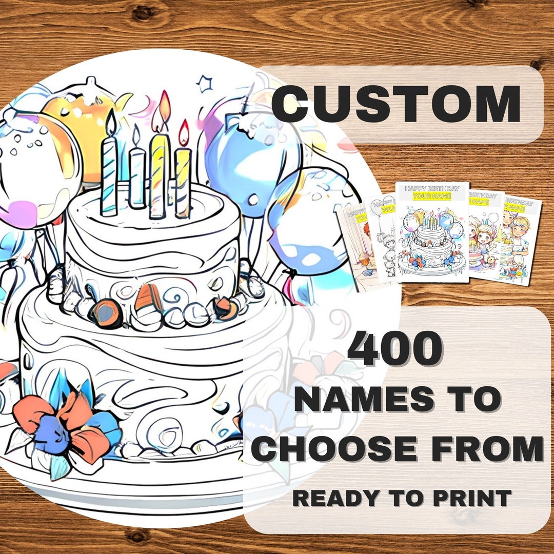 400 NAMES BIRTHDAY Custom Coloring Pages 17 Pages With Happy Birthday ...