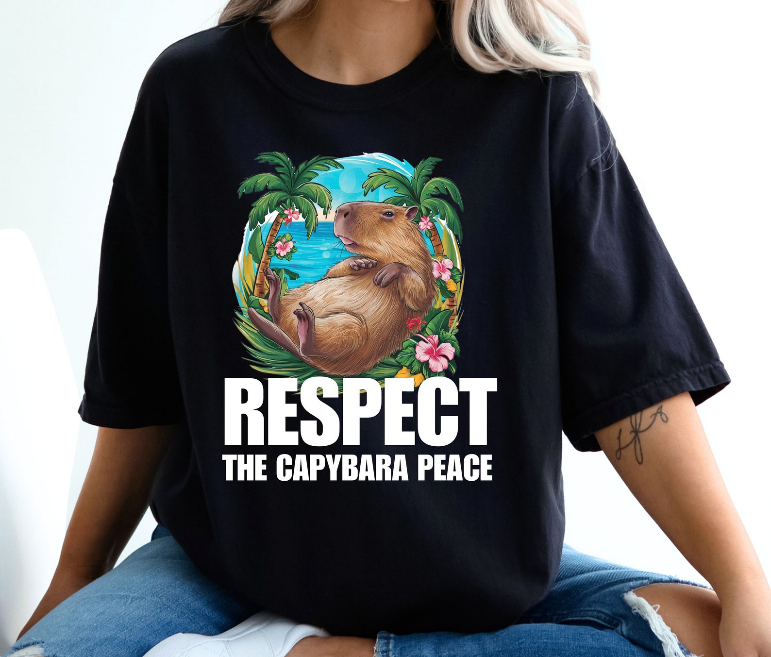 Capybara Beach Shirt Animal Lovers Vacation Plus Sizes Respect the ...