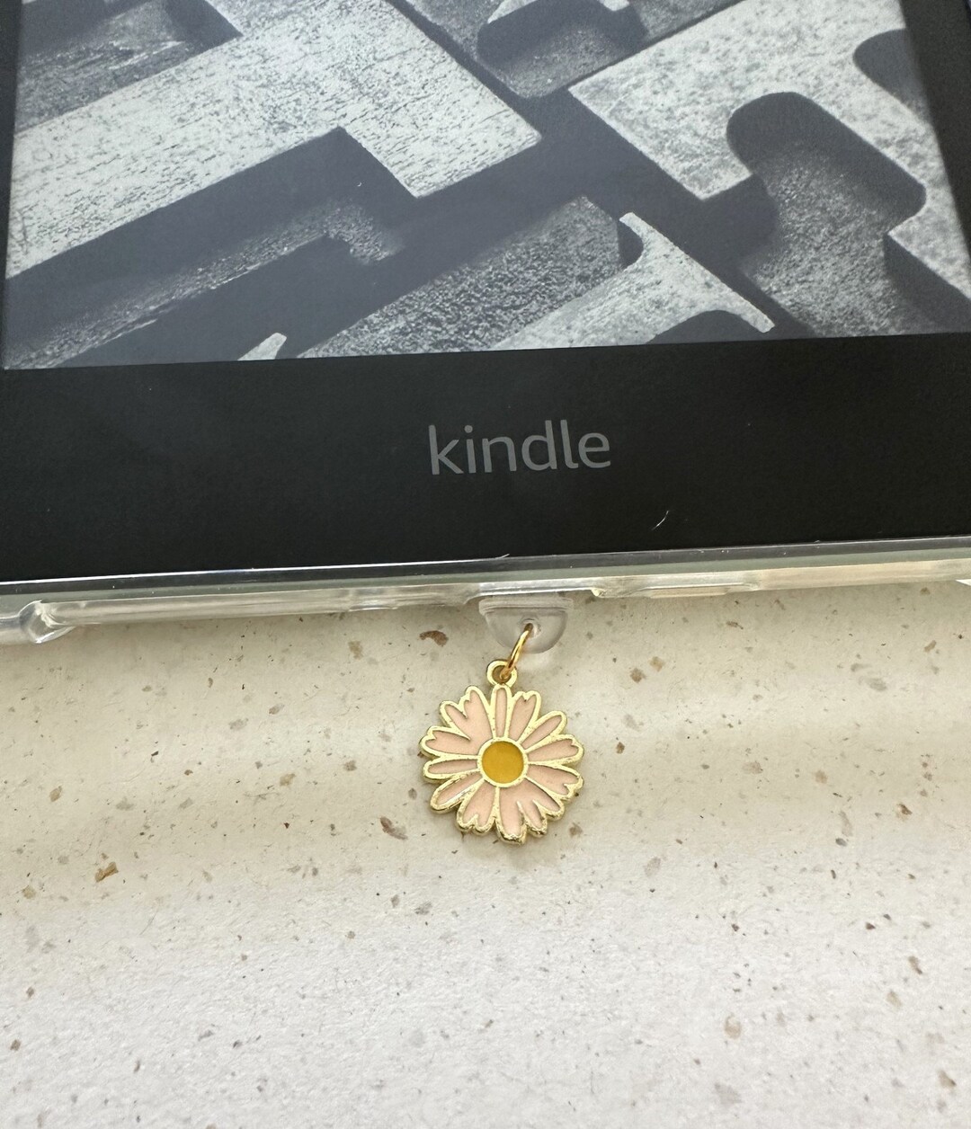 Pink Flower Kindle Dust Plug Charm: USB-C Port Accessory - Etsy
