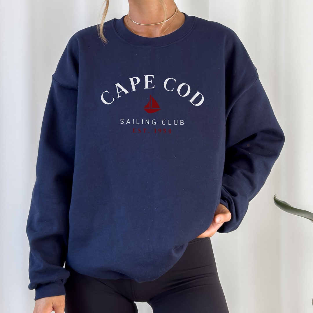 Cape Cod Sailing Club Crewneck Navy Blue Sweatshirt, Coastal Navy ...