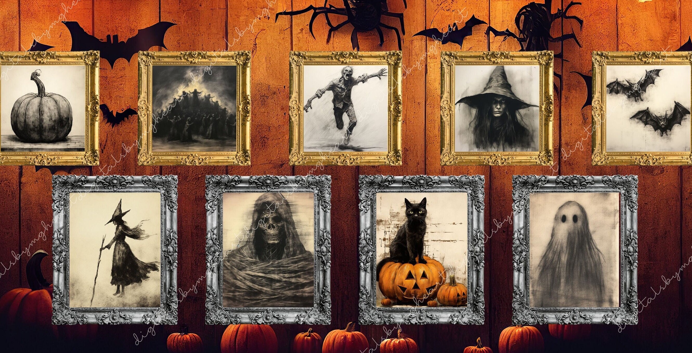 Vintage Style Halloween Printable Decor | Halloween Gallery Wall Art ...