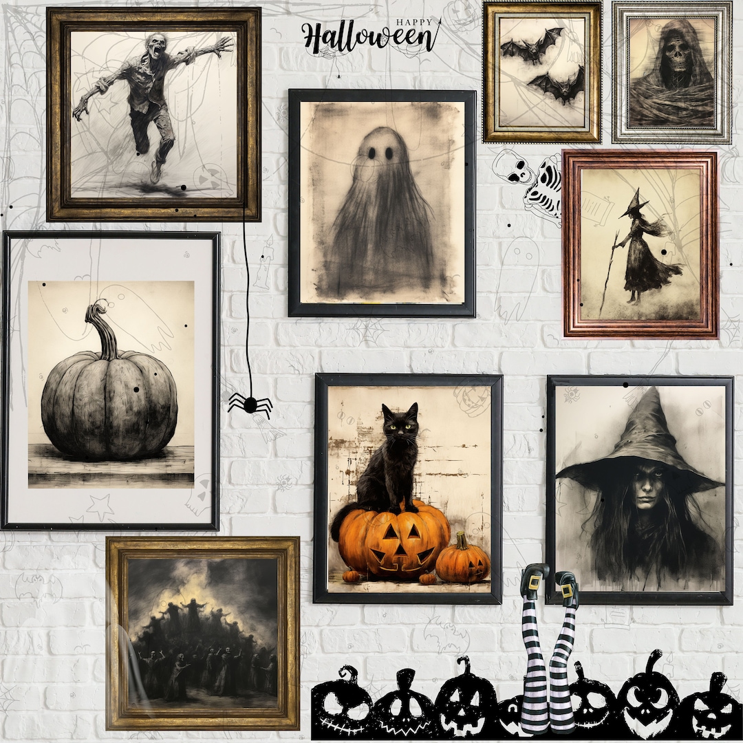 Vintage Style Halloween Printable Decor | Halloween Gallery Wall Art ...