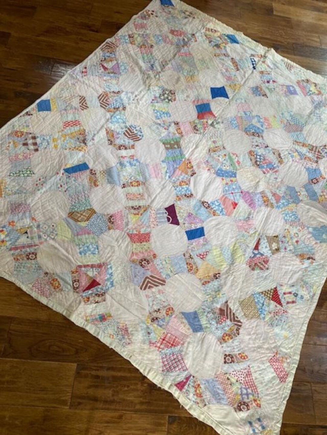 Vintage Quilt Scrappy Snowball - Etsy