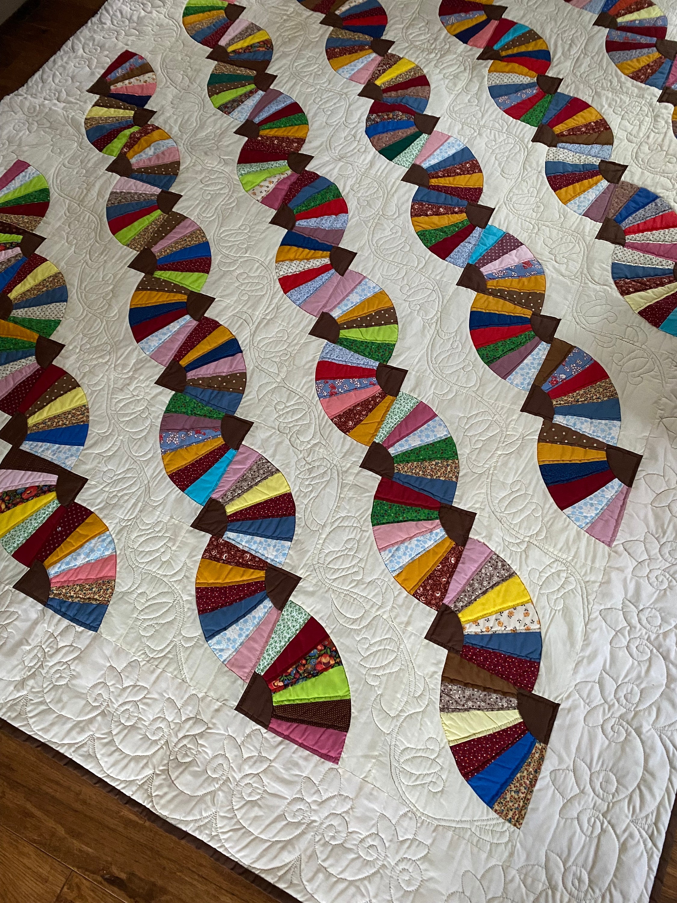 Vintage Quilt Fan Pattern Signed and Dated - Etsy