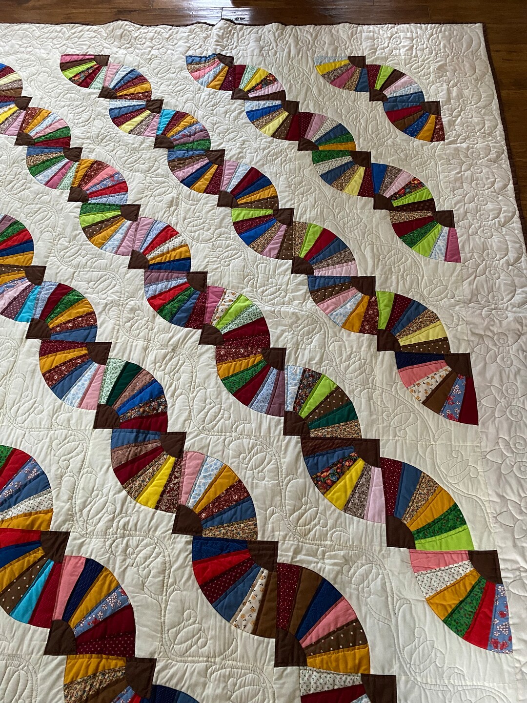 Vintage Quilt Fan Pattern Signed and Dated - Etsy