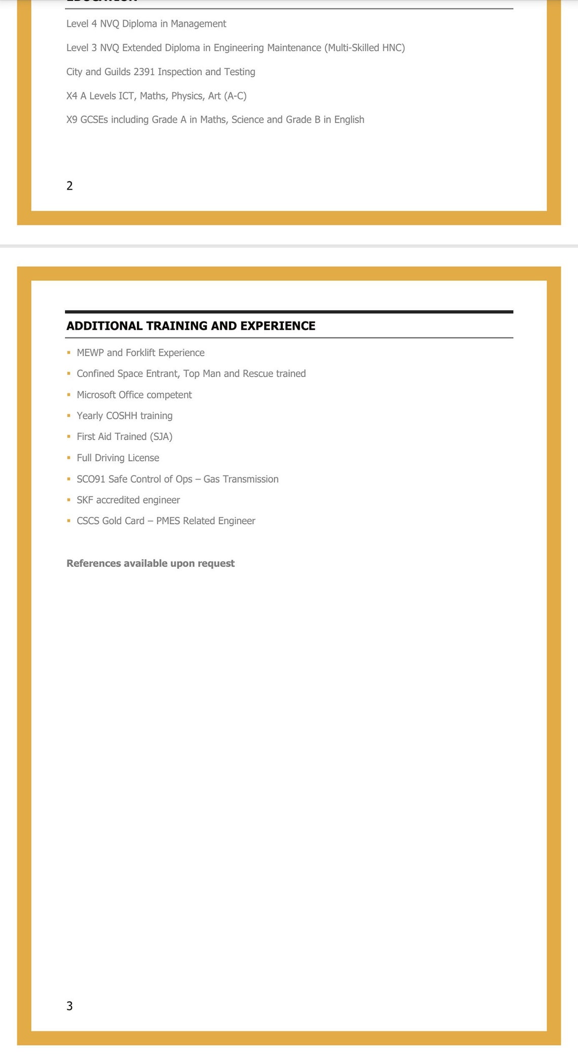 Professional CV Template Engineering Industry - Etsy