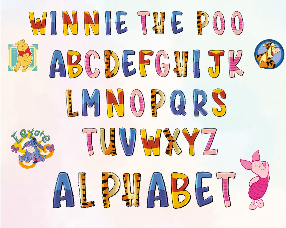 Winnie the Poo Font Png Clipart Alphabet Cricut - Etsy Israel