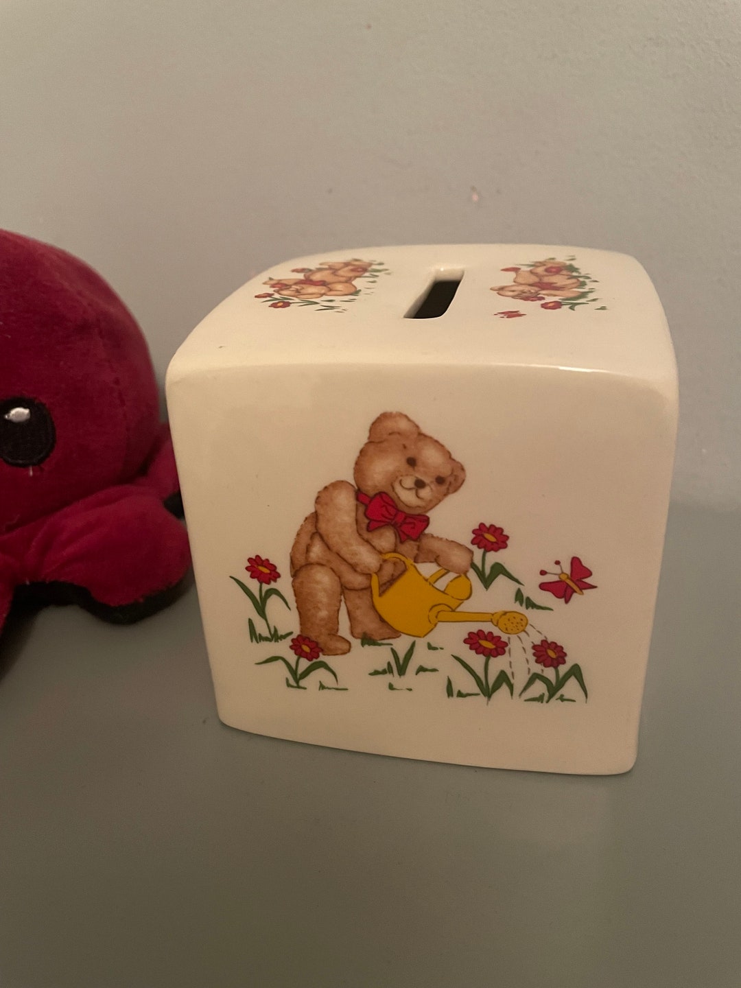 A Vintage Masons Iron Stone teddy Bears Childrens Money Box - Etsy
