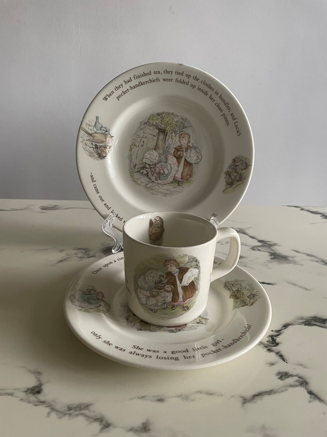 Vintage Wedgewood Mrs Tiggy Winkle Childs Dinner Set Beatrix Potter ...