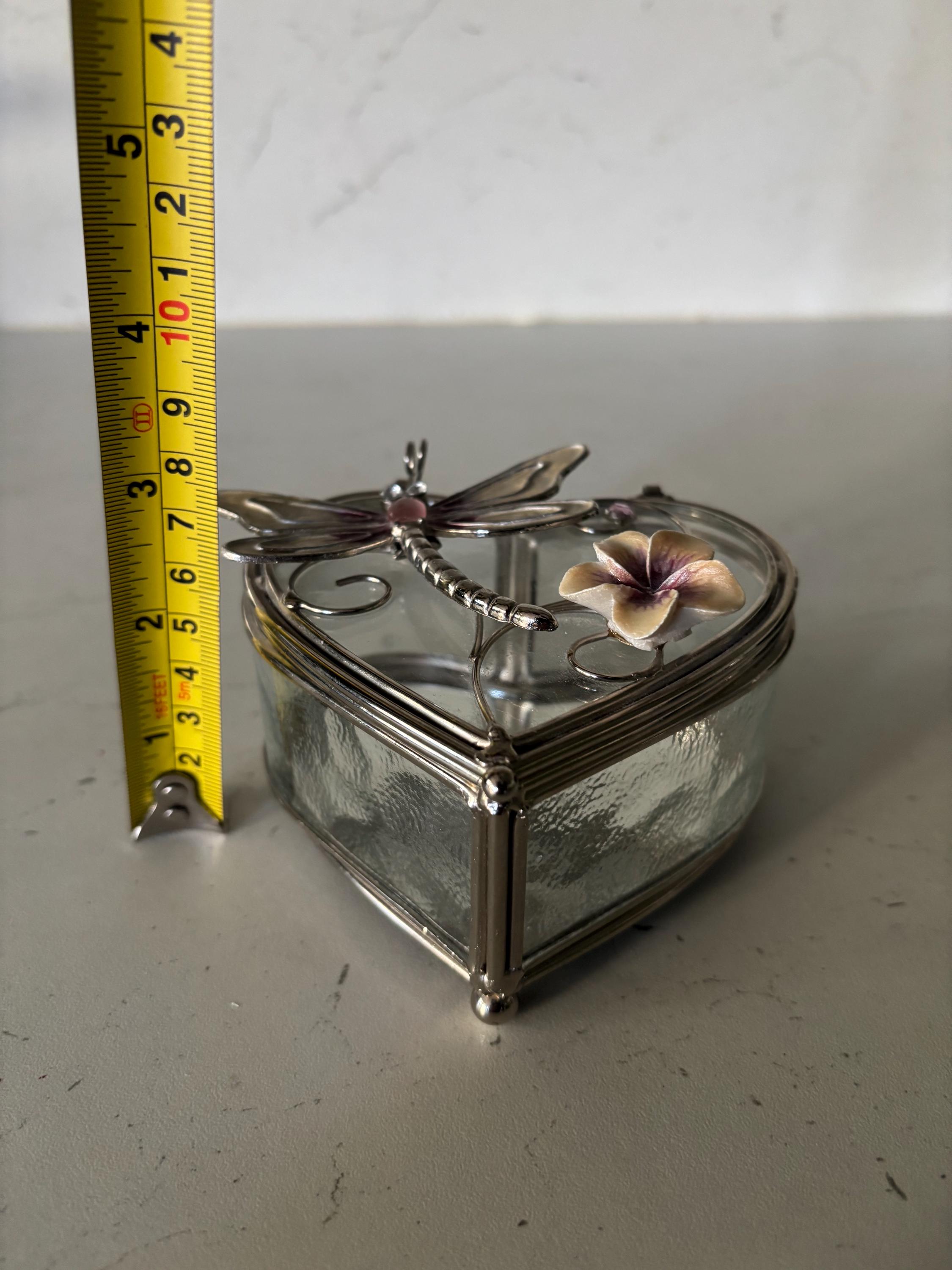 Vintage Shudehill Glass & Mirror Heart Trinket/jewellery Holder ...