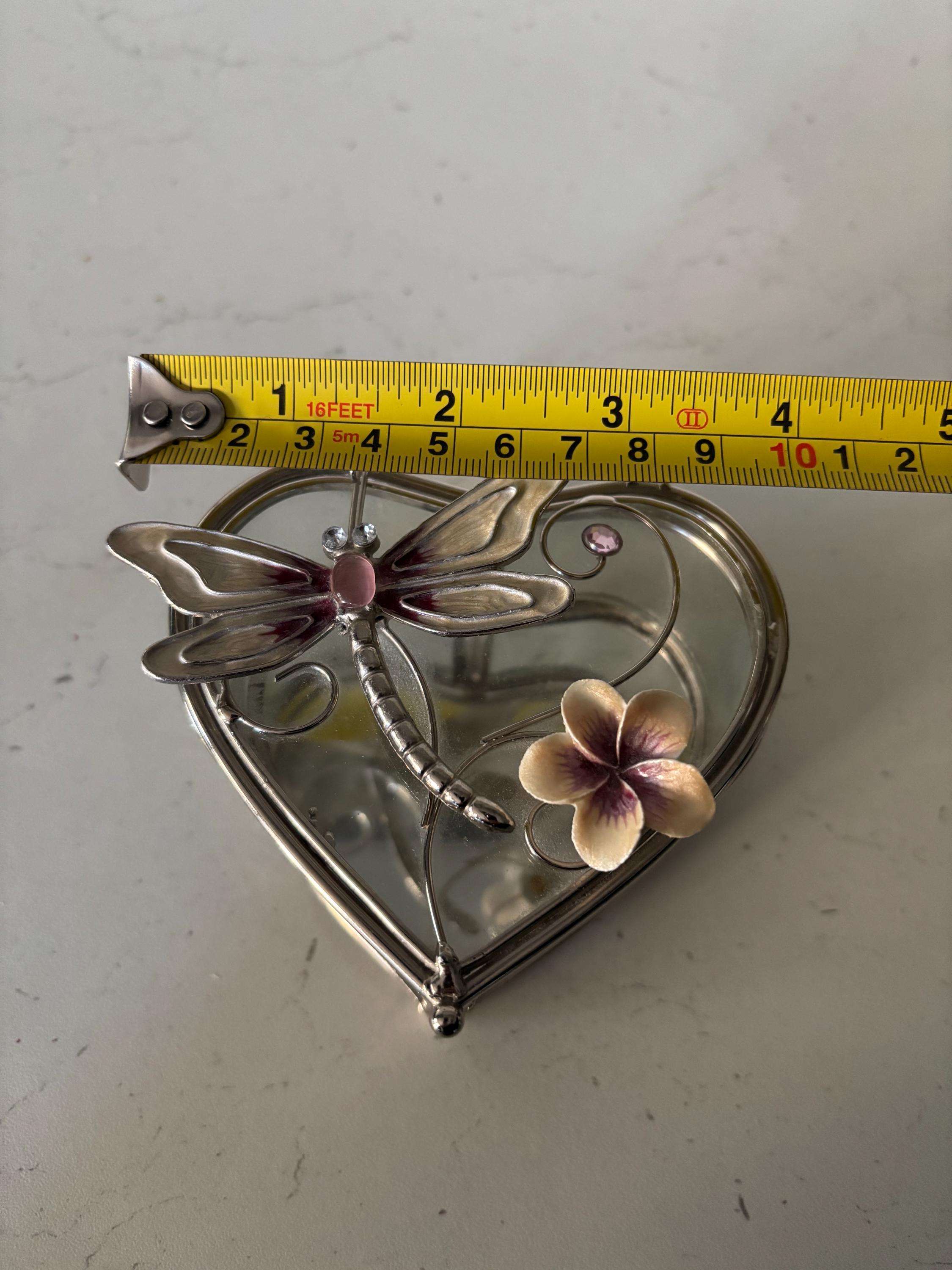 Vintage Shudehill Glass & Mirror Heart Trinket/jewellery Holder ...