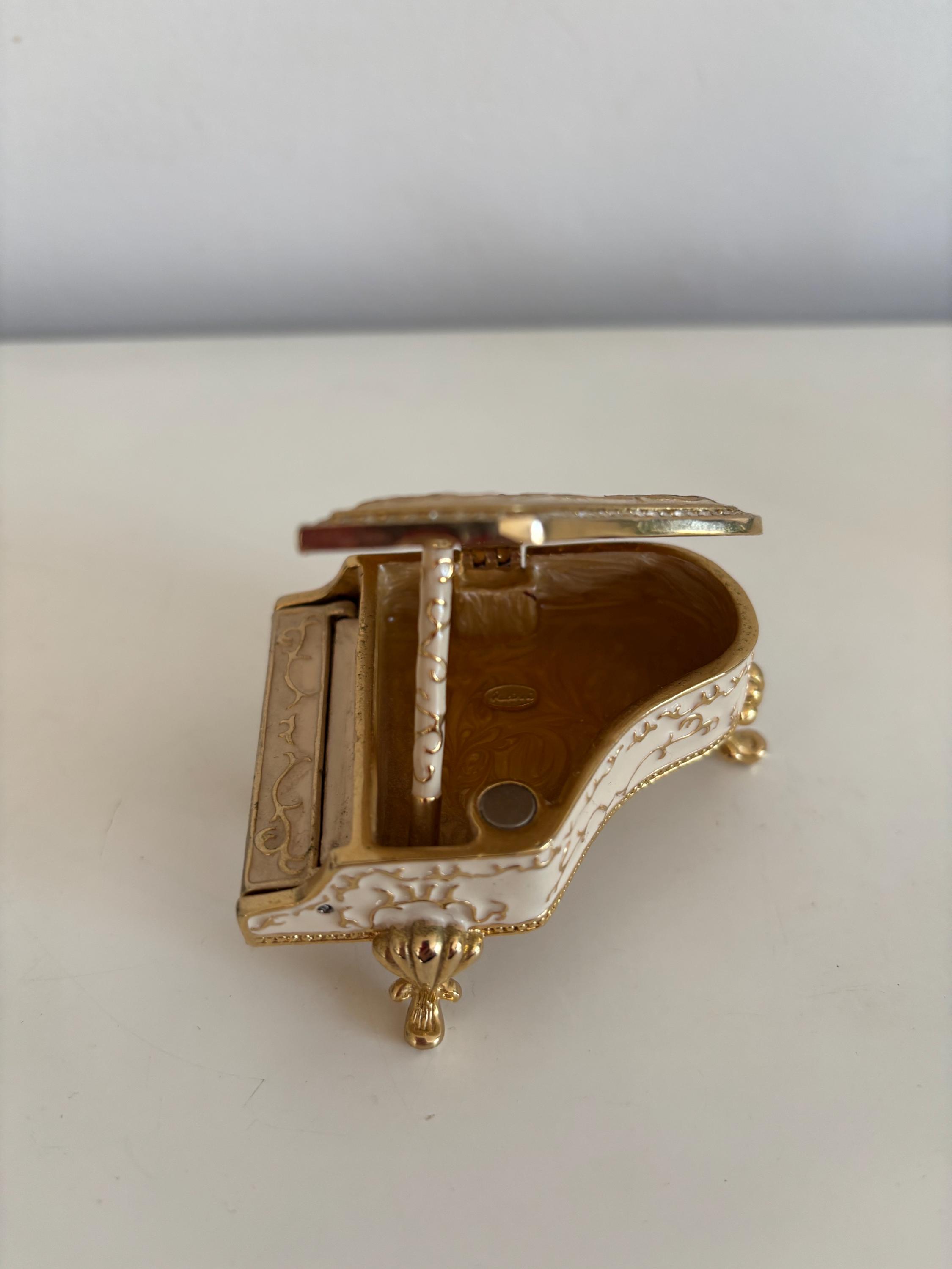 Vintage Rucinni Grand Piano Trinket: Swarovski Crystals, Cream Enamel ...